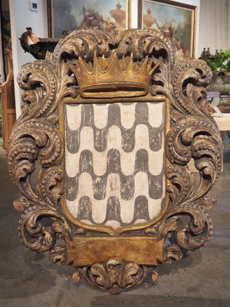 Carved and Painted Wooden Cartouche Plaque from Florence, Italy at 1stDibs