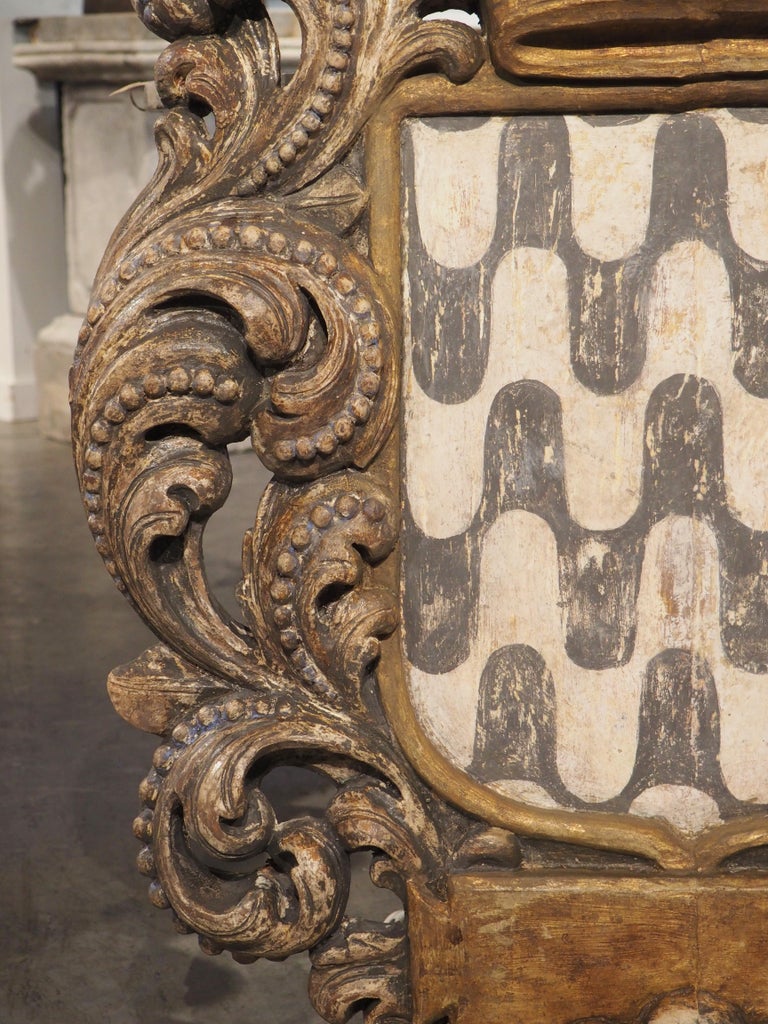 Carved and Painted Wooden Cartouche Plaque from Florence, Italy at 1stDibs