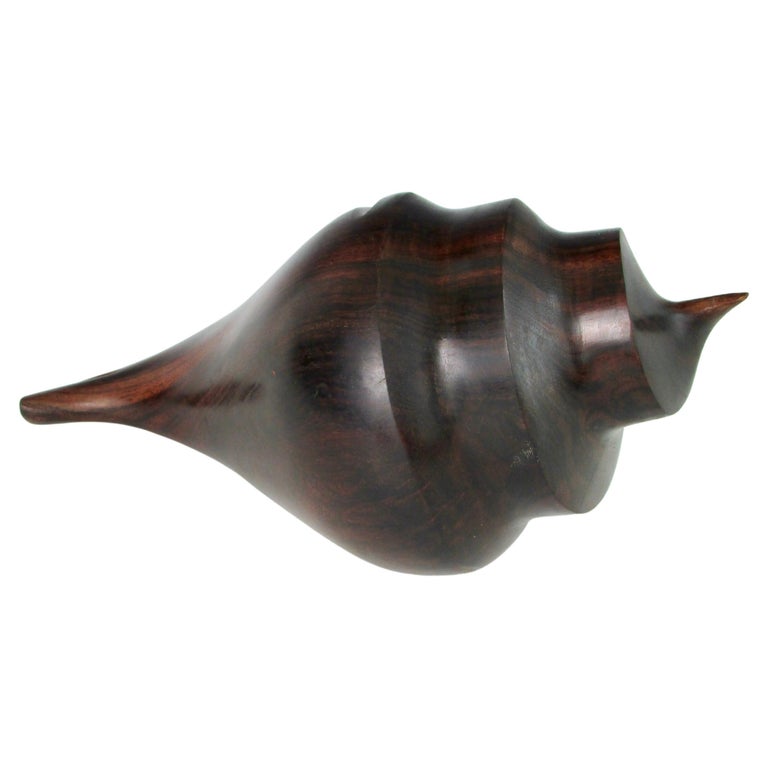 Carved and Polished Rosewood Conch Shell For Sale at 1stDibs