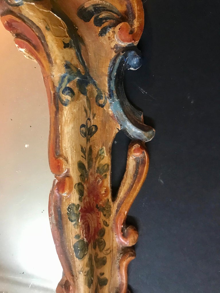 Carved and Polychrome Painted Venetian Rococo Wall Mirror, Provenance ...