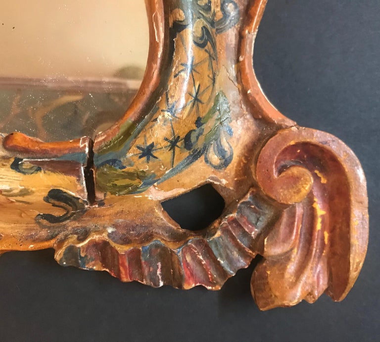 Carved and Polychrome Painted Venetian Rococo Wall Mirror, Provenance ...