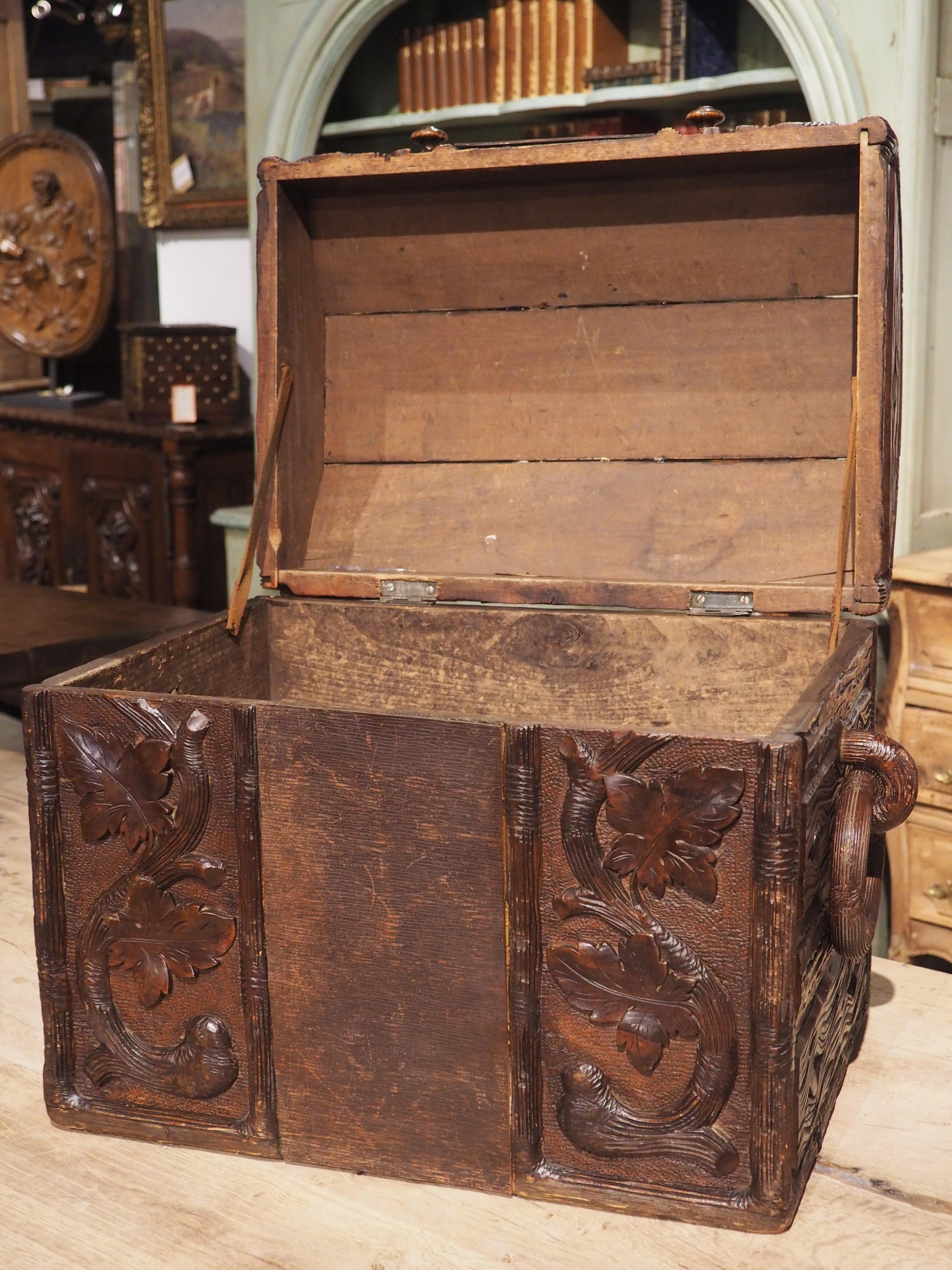 Carved Antique Black Forest Trunk from France, Circa 1890 at 1stDibs