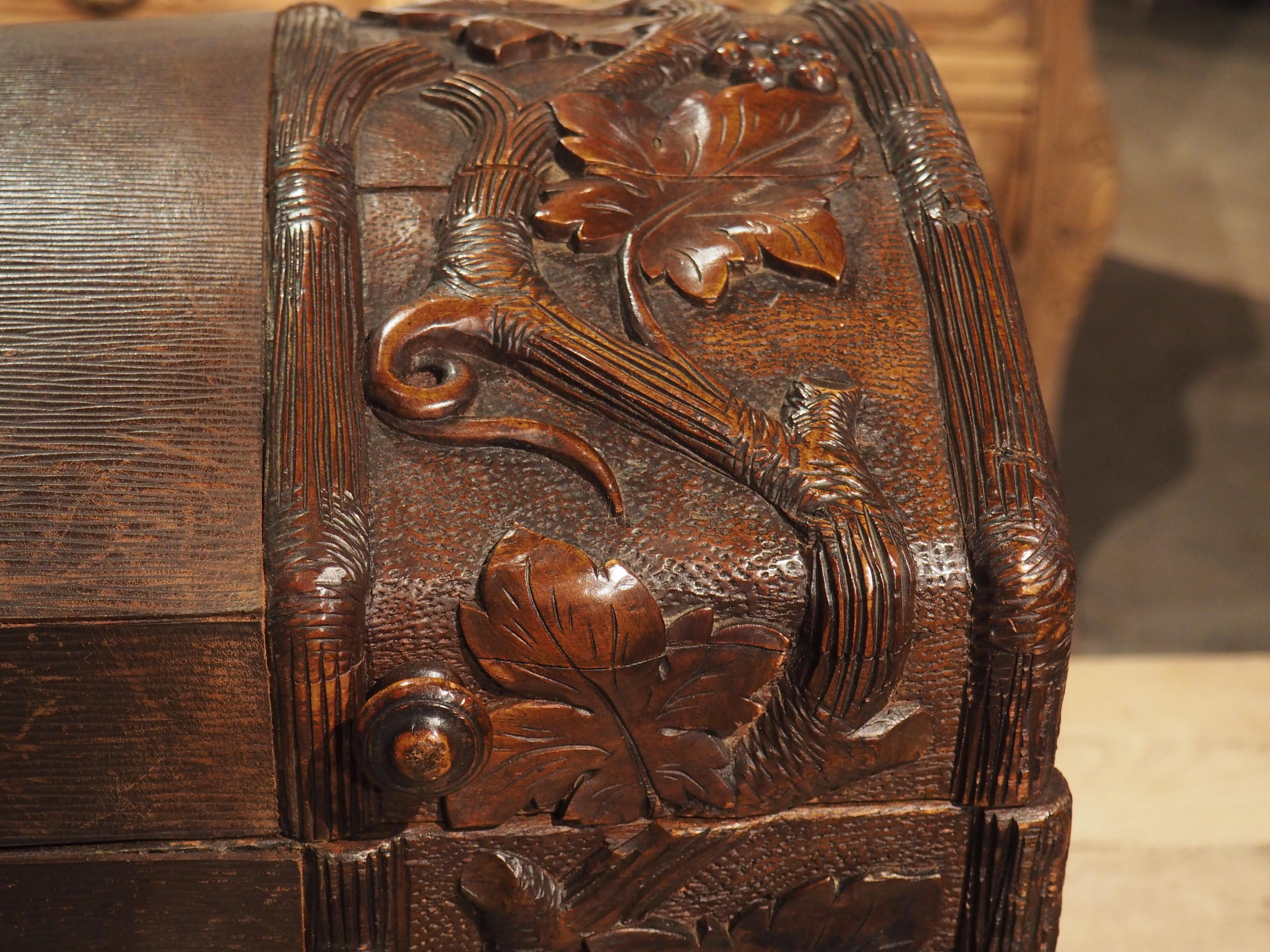 Carved Antique Black Forest Trunk from France, Circa 1890 at 1stDibs