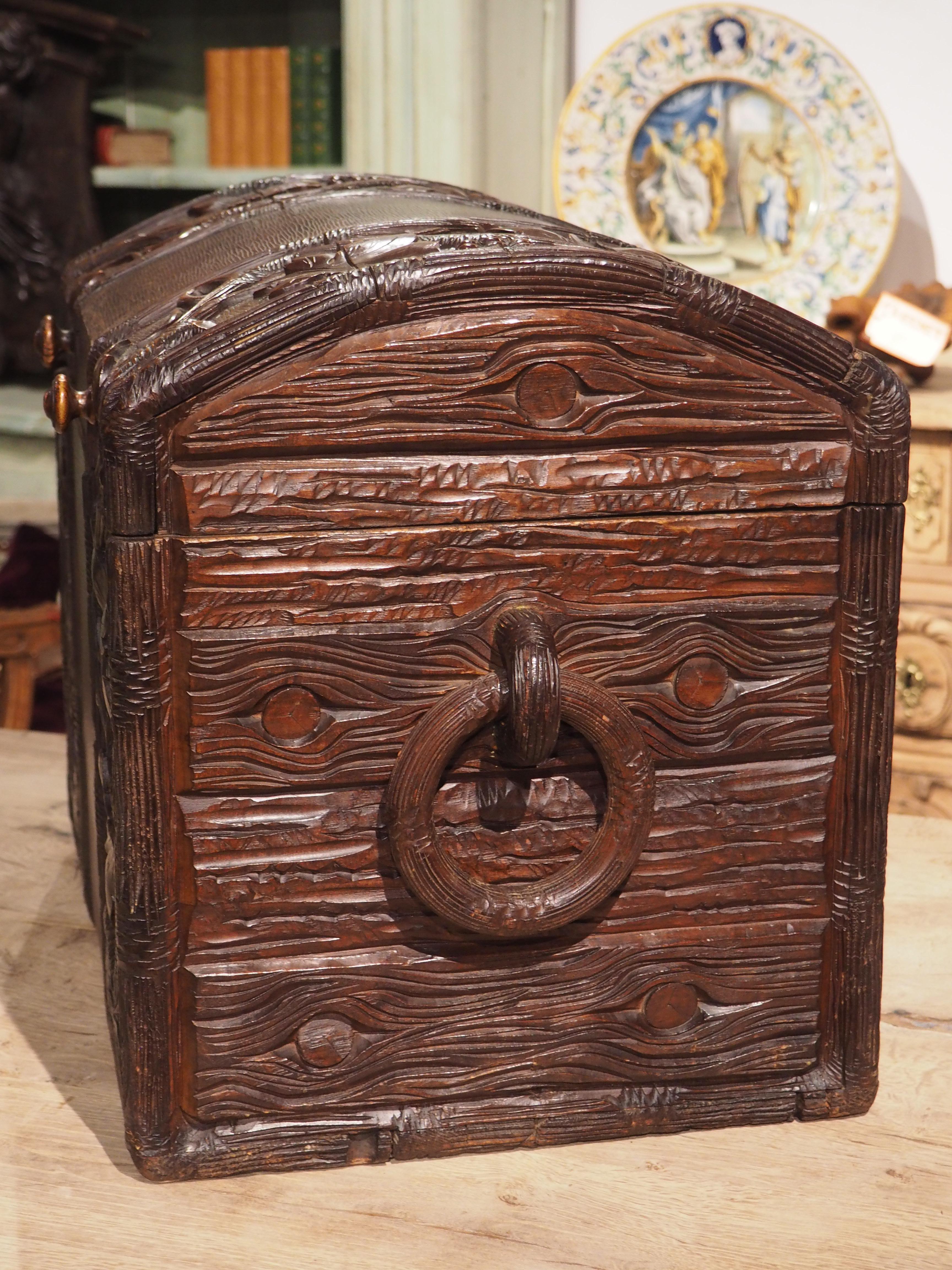 Carved Antique Black Forest Trunk from France, Circa 1890 at 1stDibs