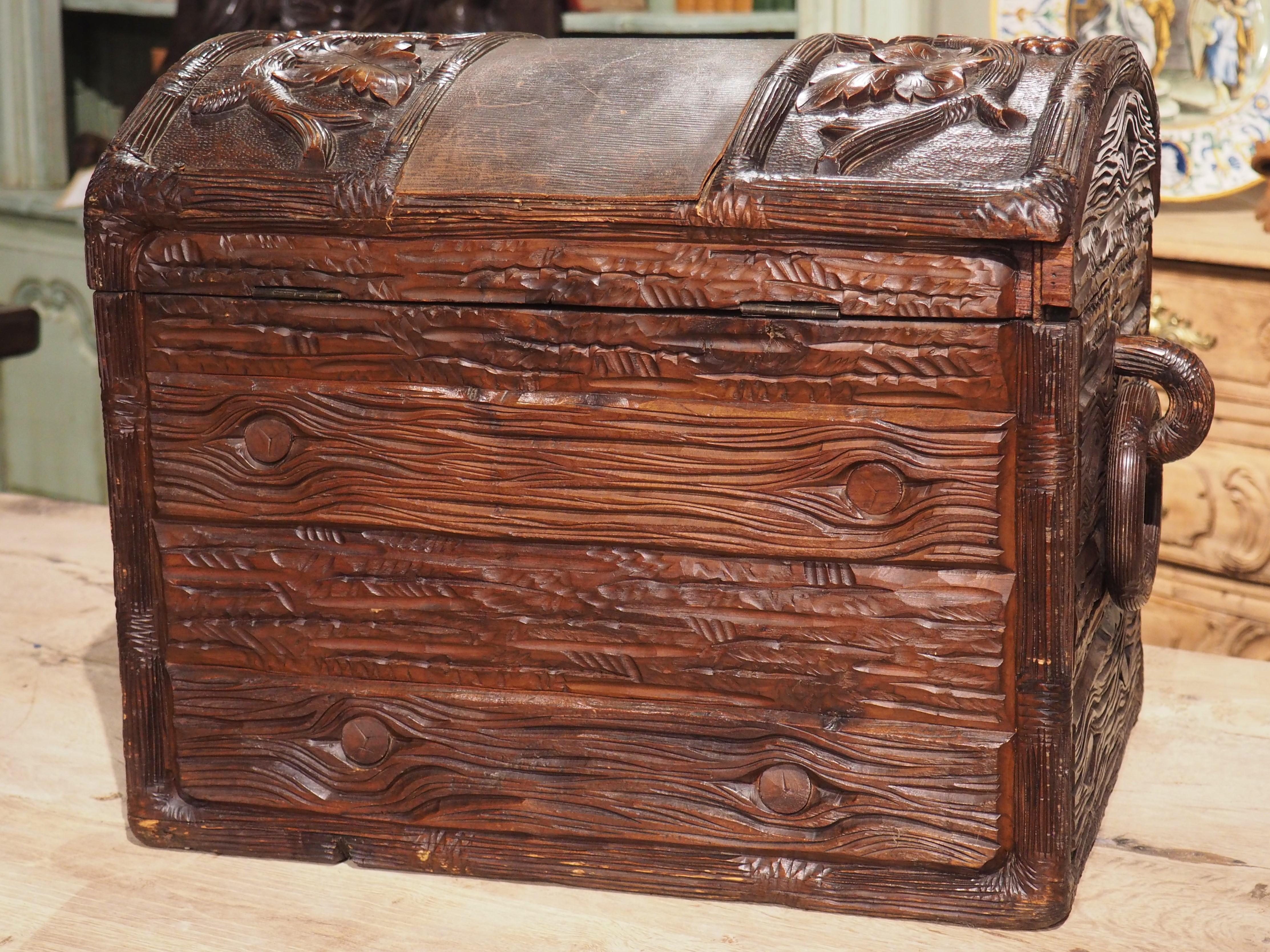 Carved Antique Black Forest Trunk from France, Circa 1890 at 1stDibs