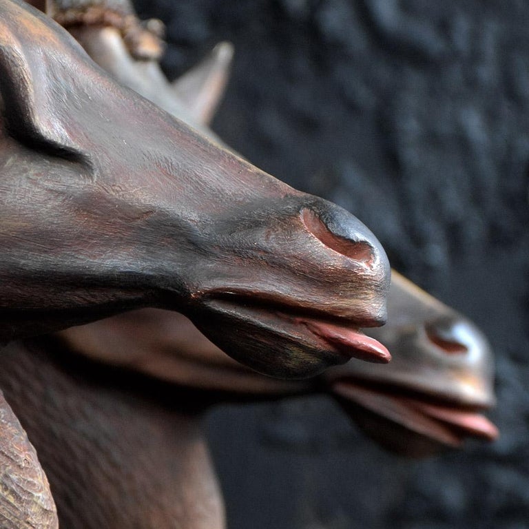 Carved Austrian Roe Deer Heads, circa 1880 at 1stDibs