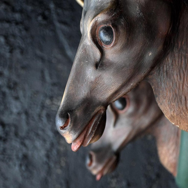 Carved Austrian Roe Deer Heads, circa 1880 at 1stDibs