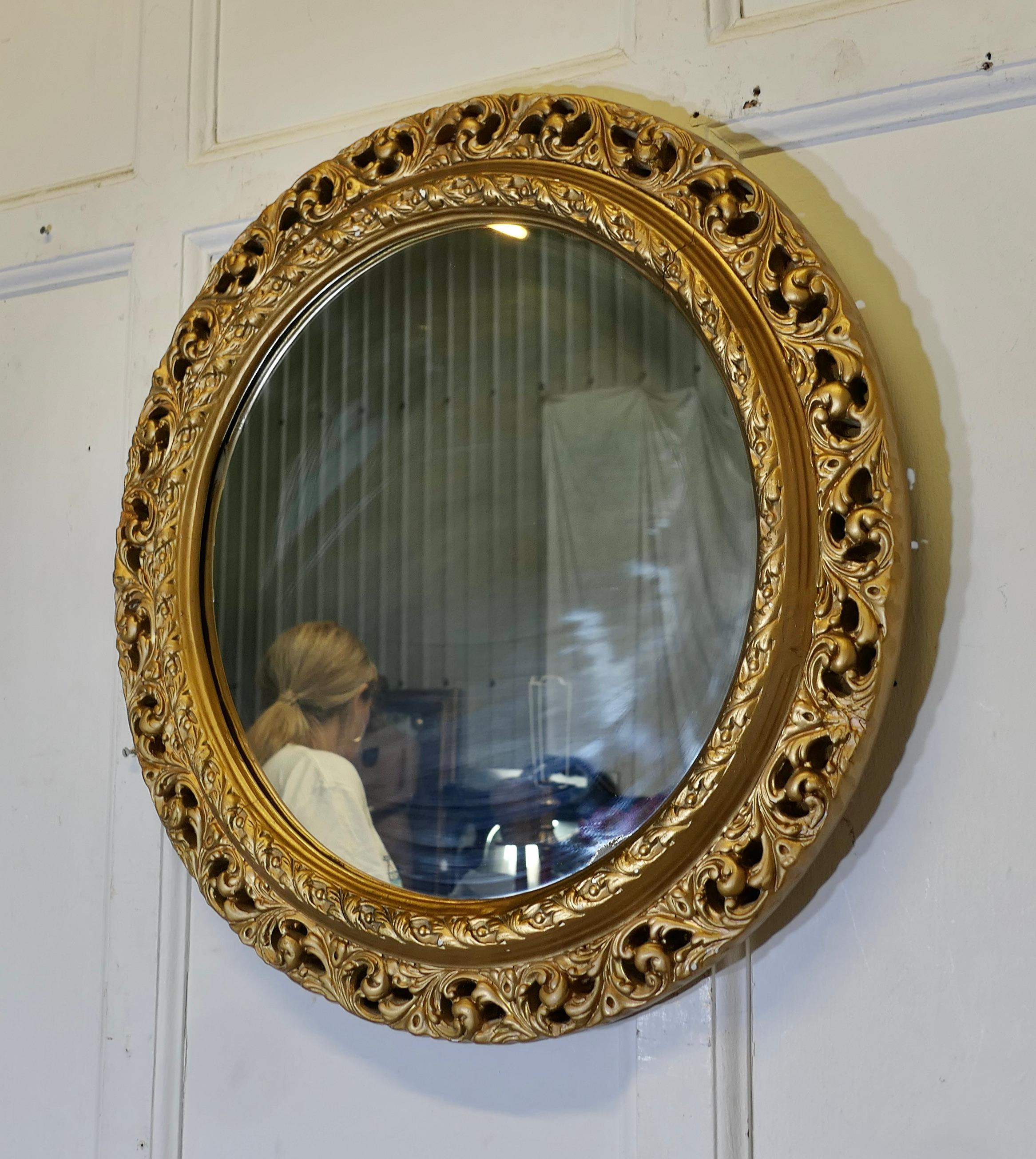 Carved Bevelled Gilt Round Wall Mirror This is a very attractive Mirror ...