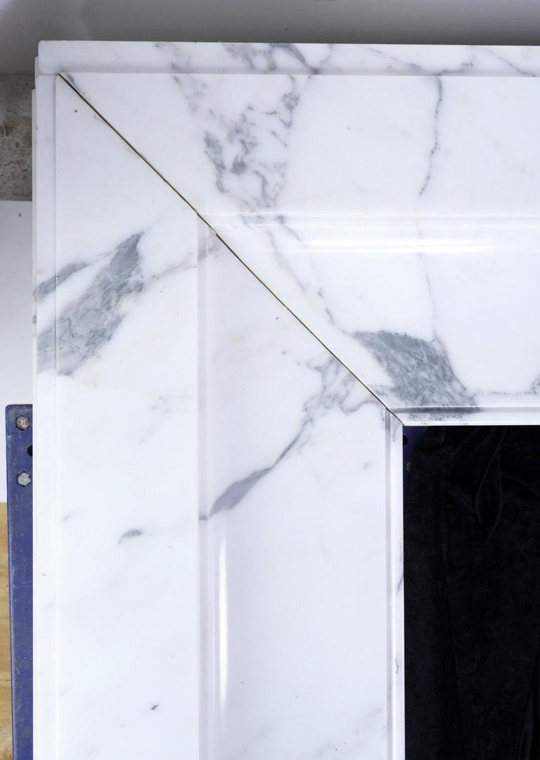 Carved Bolection Style White and Grey Veined Marble Mantel For Sale at ...