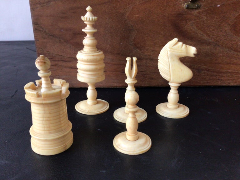 Carved Bone Chess Pieces For Sale at 1stDibs