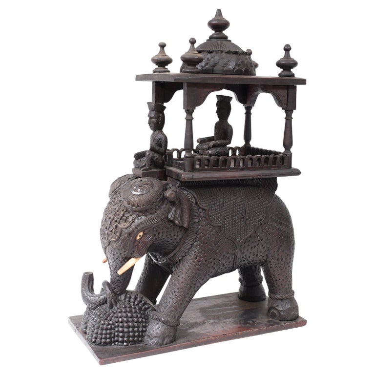 Carved Burmese Elephant Statue Antique 1890 Burma at 1stDibs