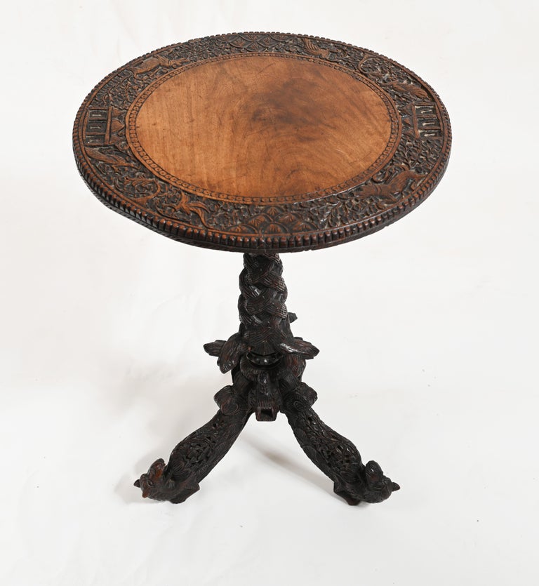 Carved Burmese Side Table Myanmar Burma Furniture, 1840 For Sale at 1stDibs