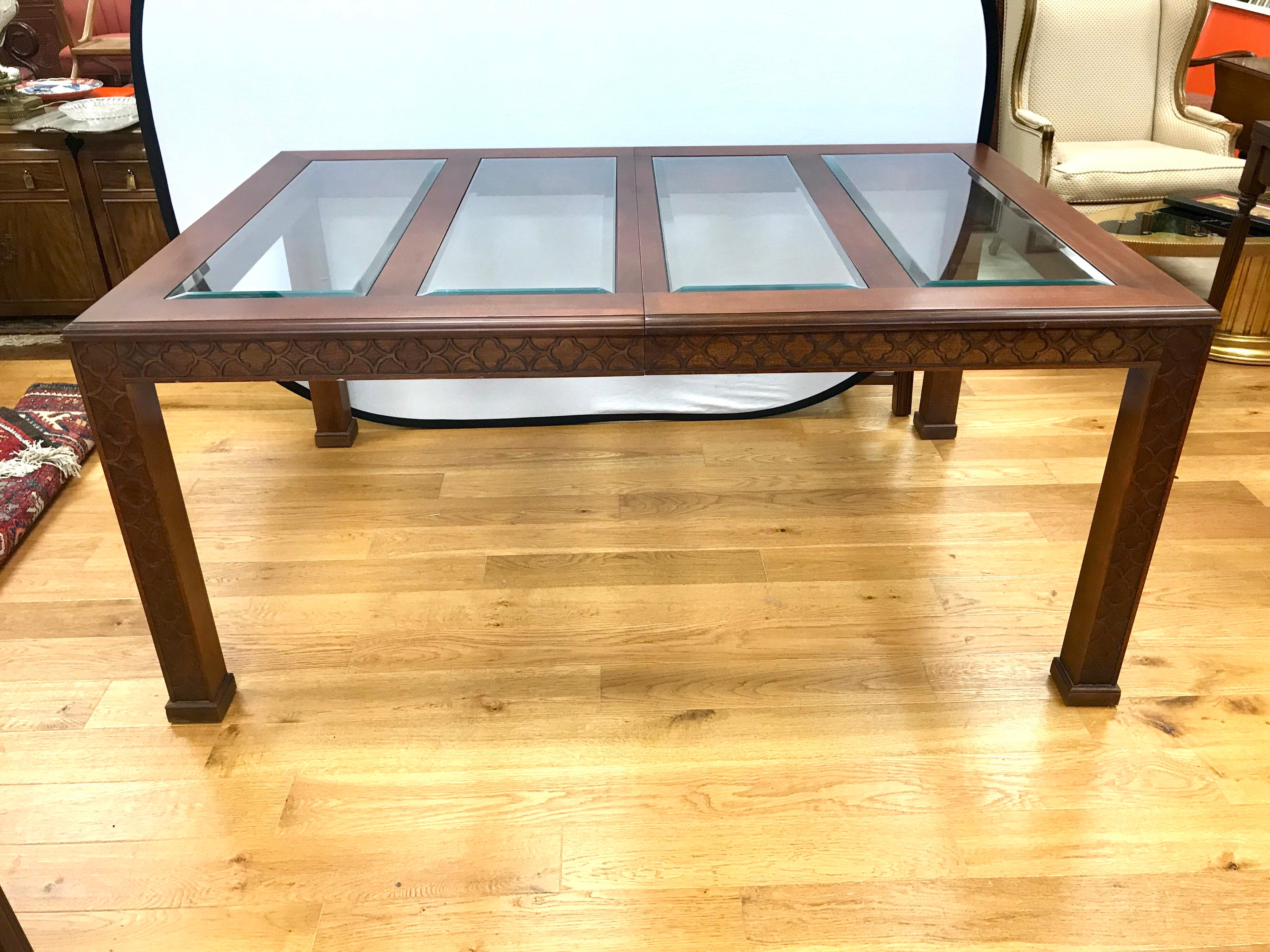 Carved Chinese Chippendale Mahogany and Glass Dining Table at 1stDibs ...