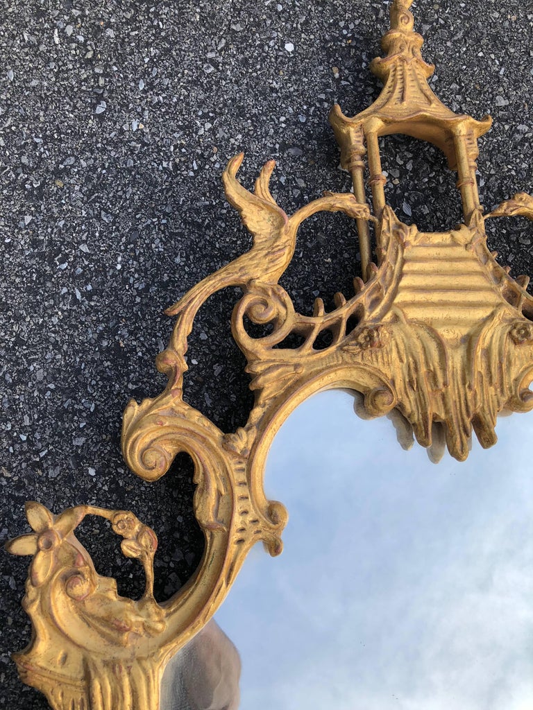 Carved Chinese Chippendale Mirror Double Phoenix Carvers Guild Gold ...