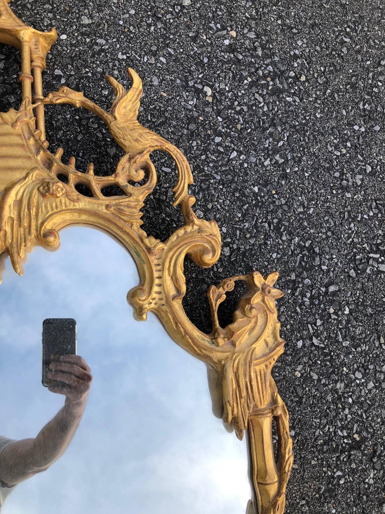Carved Chinese Chippendale Mirror Double Phoenix Carvers Guild Gold ...