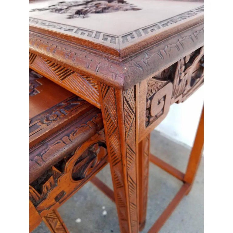 Carved Chinese Nesting Tables, Set of 4 For Sale at 1stDibs