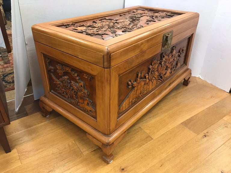 Carved Chinese Trunk Box at 1stDibs