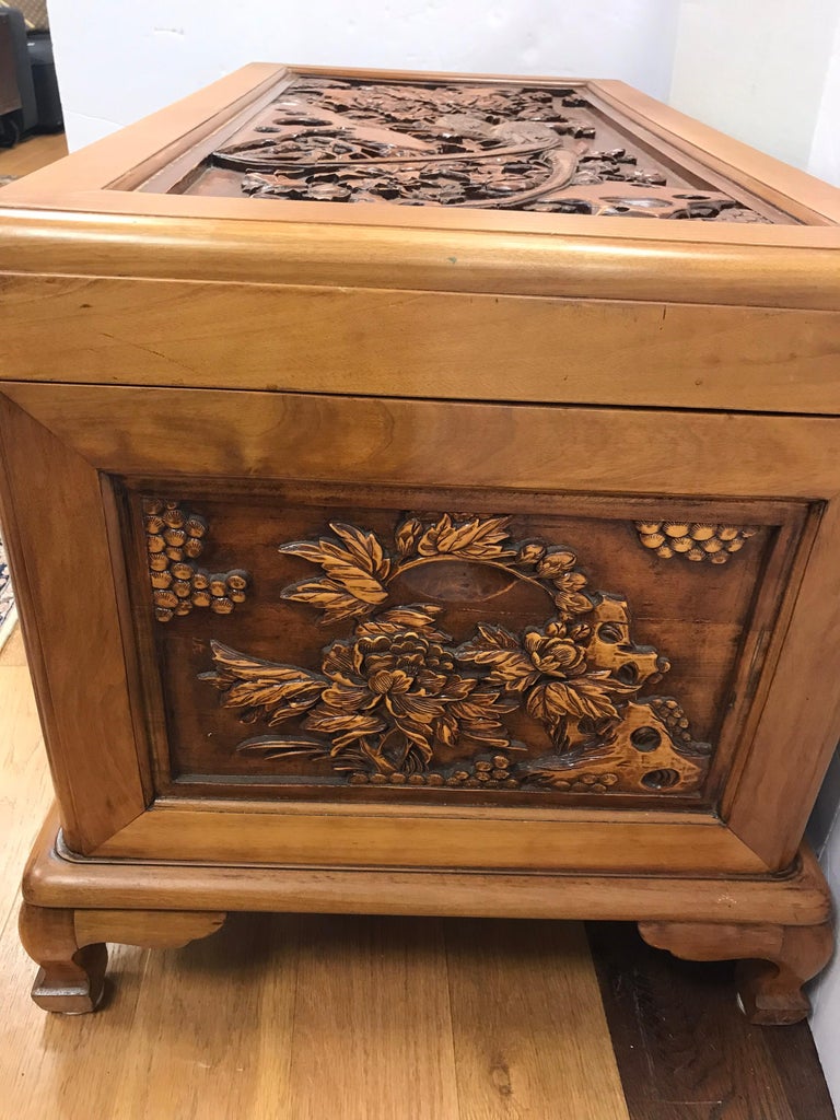 Carved Chinese Trunk Box at 1stDibs