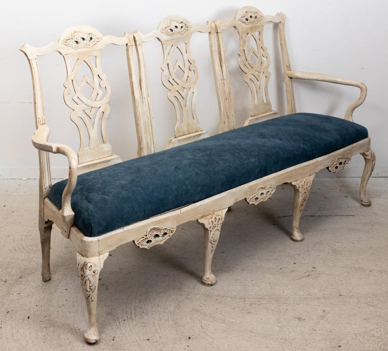 Carved Chippendale Style Upholstered Settee For Sale at 1stDibs ...