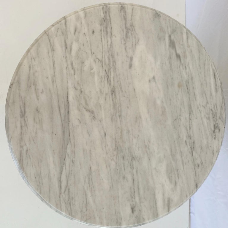 Carved Corinthian Capital Side Table with Round Carrara Marble Top For ...