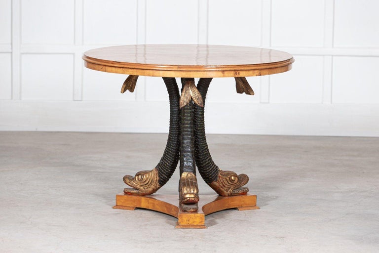 Carved Dolphin Burr Walnut Centre Table For Sale at 1stDibs