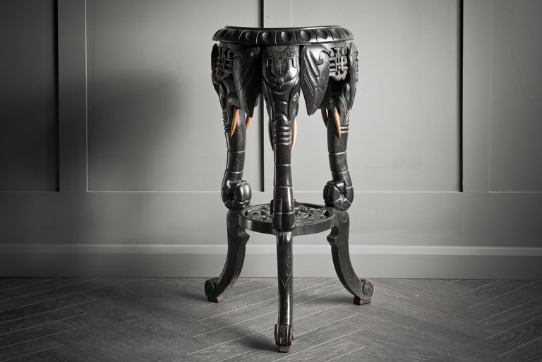 Carved Ebonised Elephant Console Table For Sale at 1stDibs