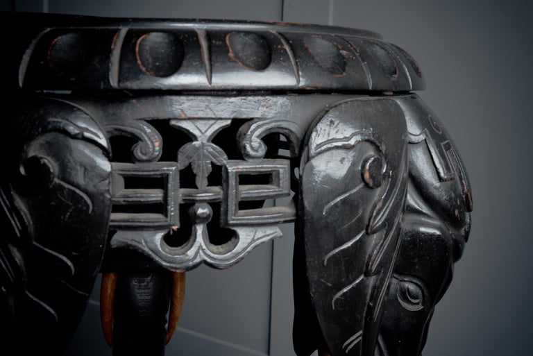 Carved Ebonised Elephant Console Table For Sale at 1stDibs