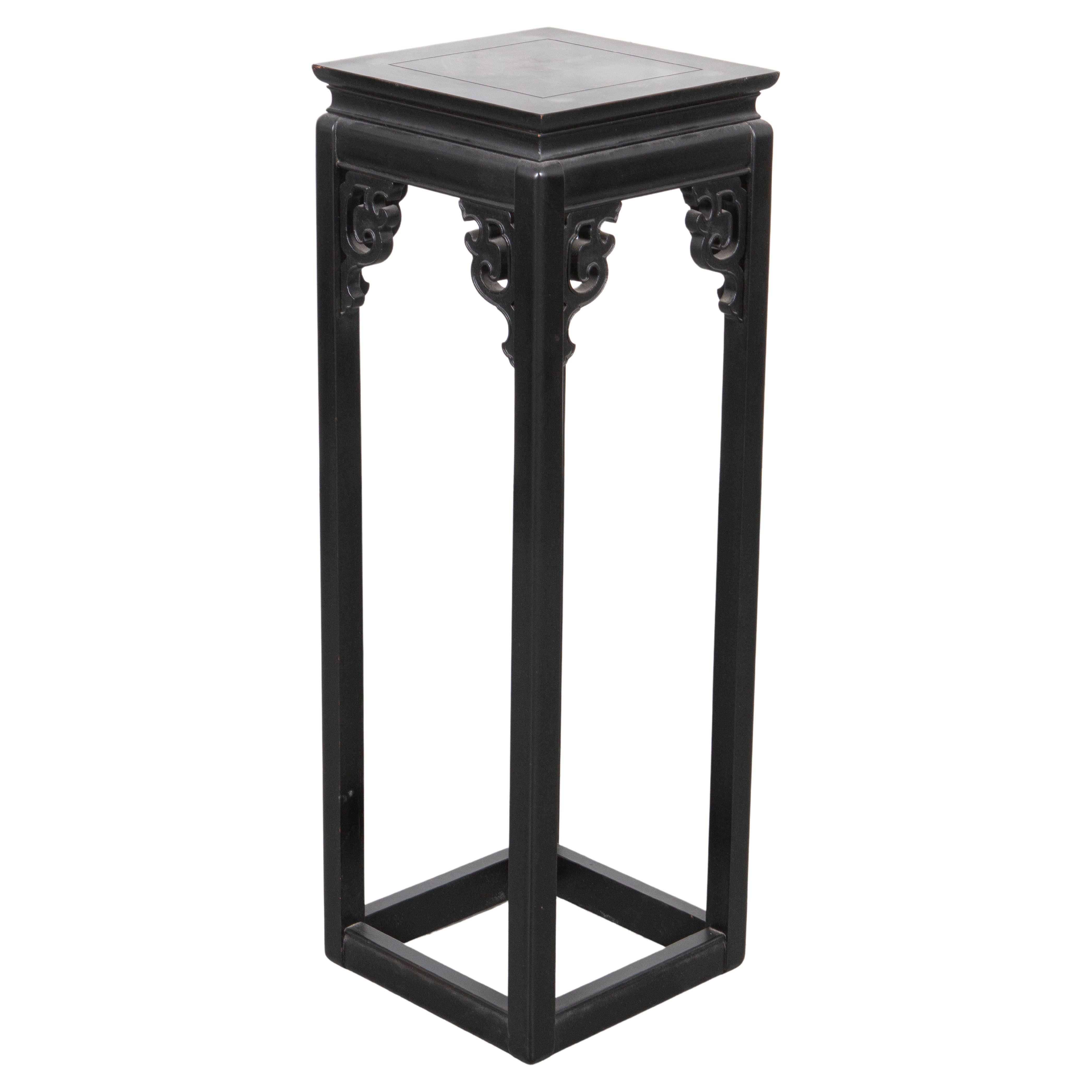 Carved Ebonized Hardwood Plant Stand Pedestal at 1stDibs