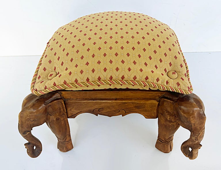 Carved Elephant Head Ottoman Footstool, Maitland-Smith Style For Sale ...
