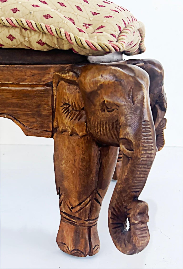 Carved Elephant Head Ottoman Footstool, Maitland-Smith Style For Sale ...