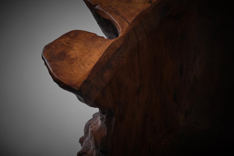 Carved Elm Wooden Free Form Chairs, France, 1970s For Sale at 1stDibs