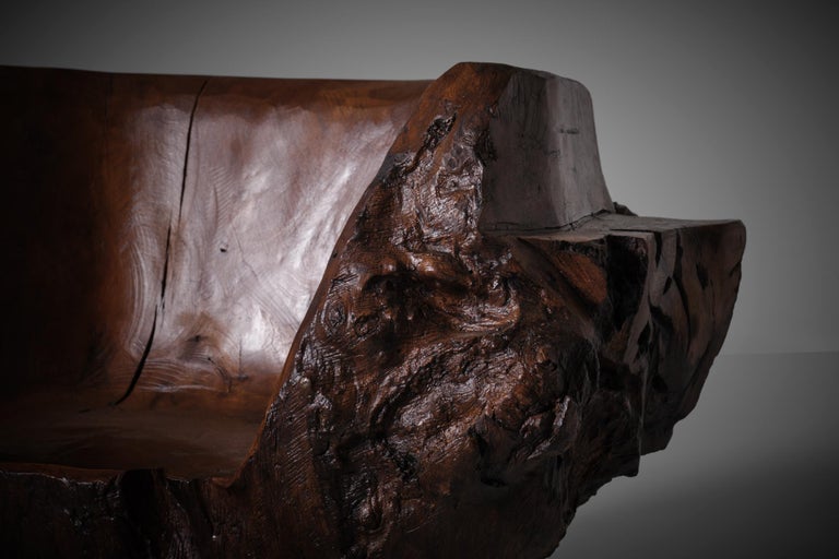 Carved Elm Wooden Free Form Chairs, France, 1970s For Sale at 1stDibs