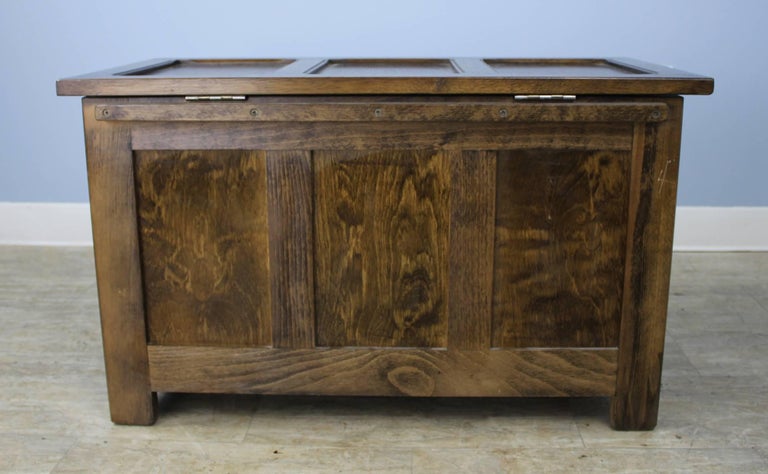 Carved English Oak Three-Panel Box or Coffer For Sale at 1stDibs