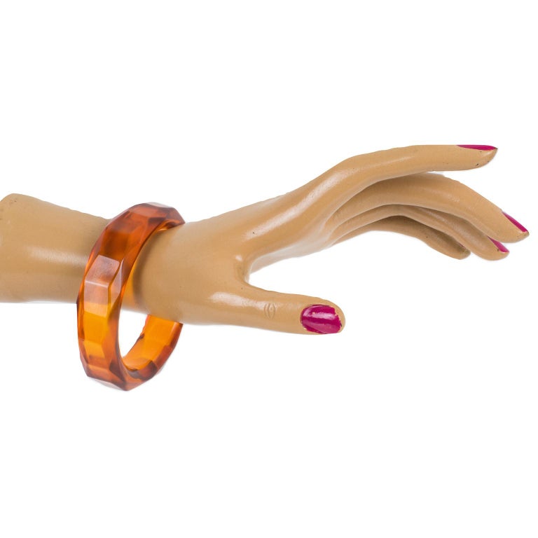 Carved Faceted Bakelite Bracelet Bangle Prystal Orangeade at 1stDibs