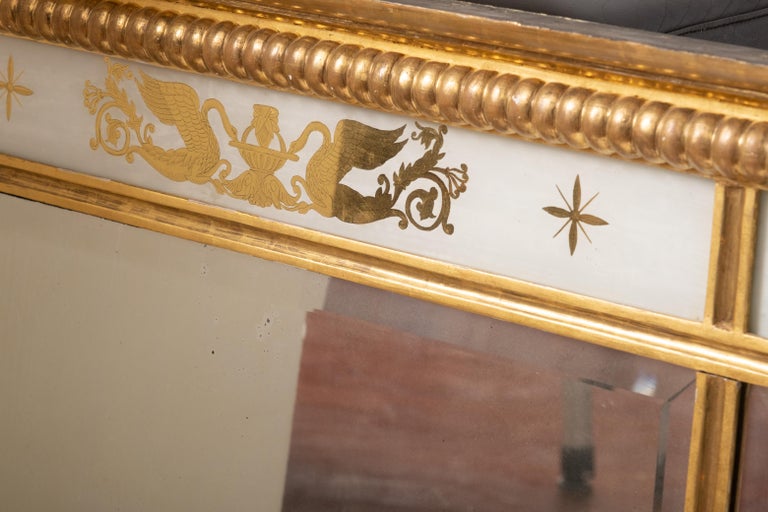 Carved Federal Period Gilt and Eglomise Over Mantle Mirror For Sale at ...