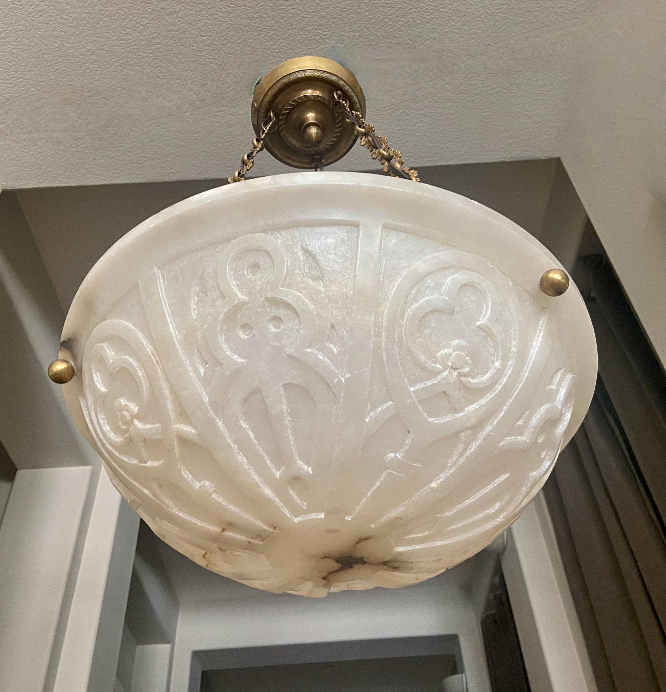 Carved French Directoire Style Alabaster Chandelier Pendant Light at ...