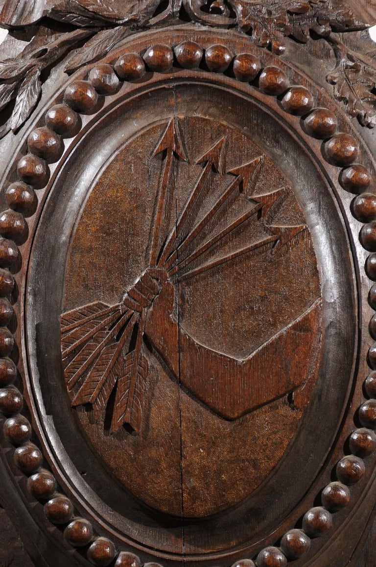 Carved French House of Rothschild Coat of Arms Wooden Cartouche with ...