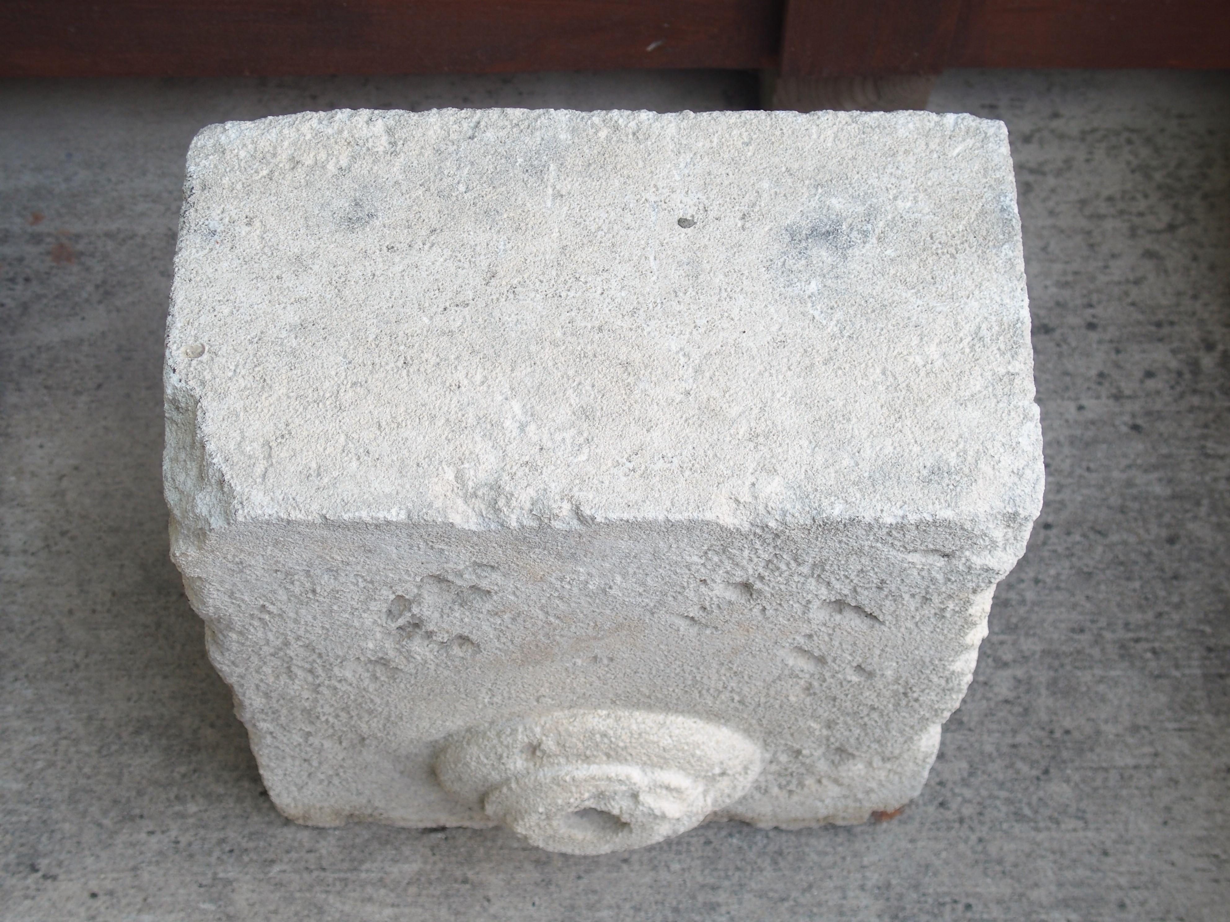 Carved French Limestone Fountain Block Spout For Sale at 1stDibs