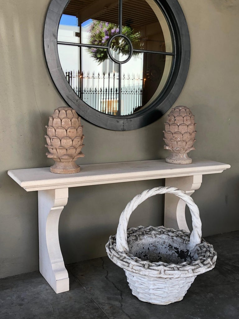 Carved French Limestone Indoor/Outdoor Wall Console Table at 1stDibs