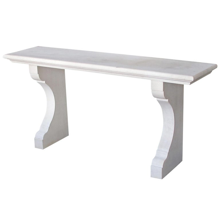 Carved French Limestone Indoor/Outdoor Wall Console Table at 1stDibs