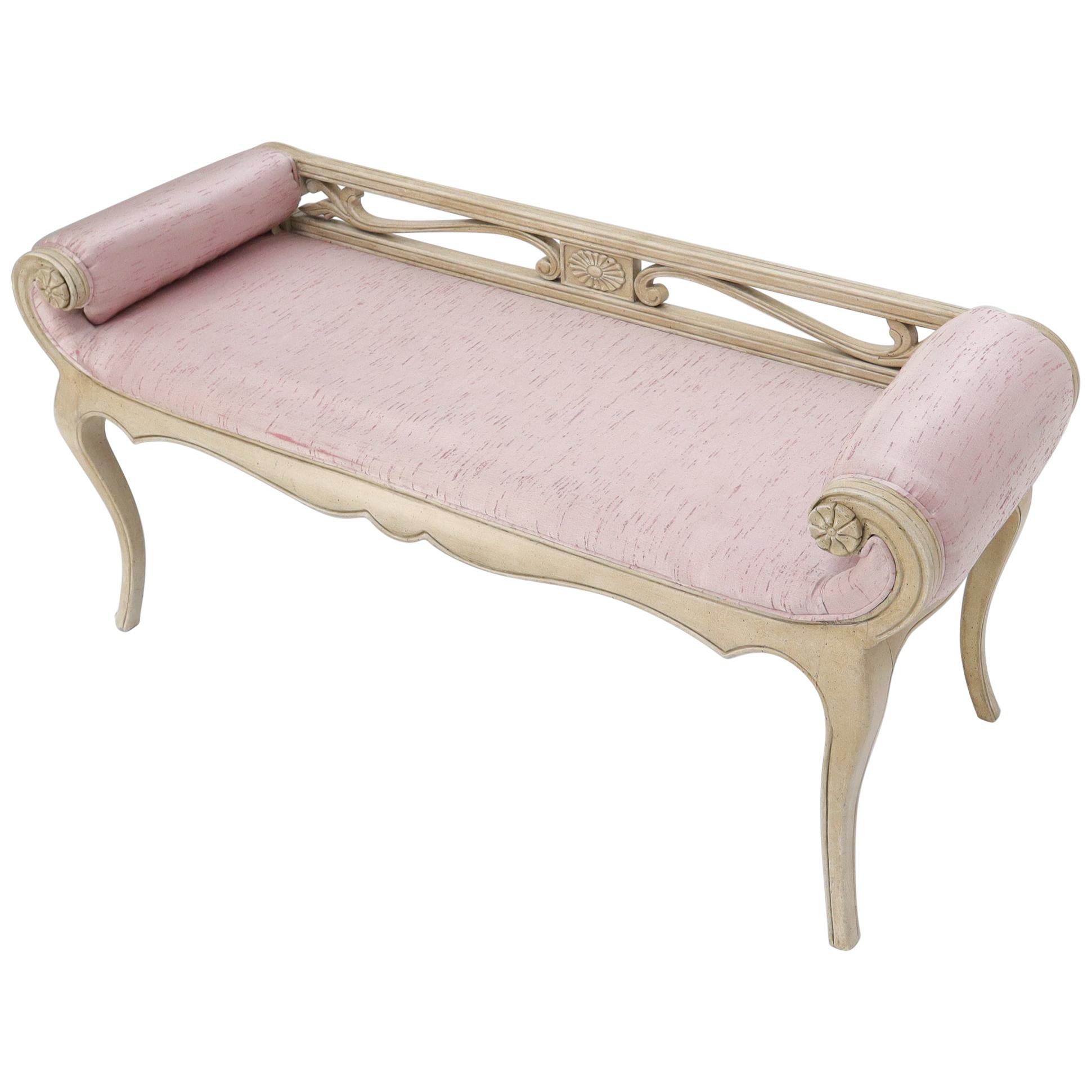 French Provincial Antiqued Cream Gold Bench at 1stDibs