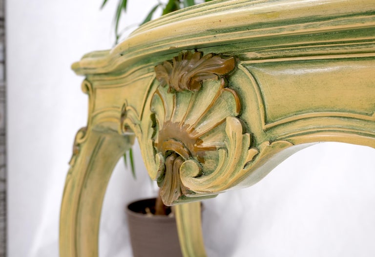 Carved French Regency Paint Decorated Console Table w/ Rouge Pink ...