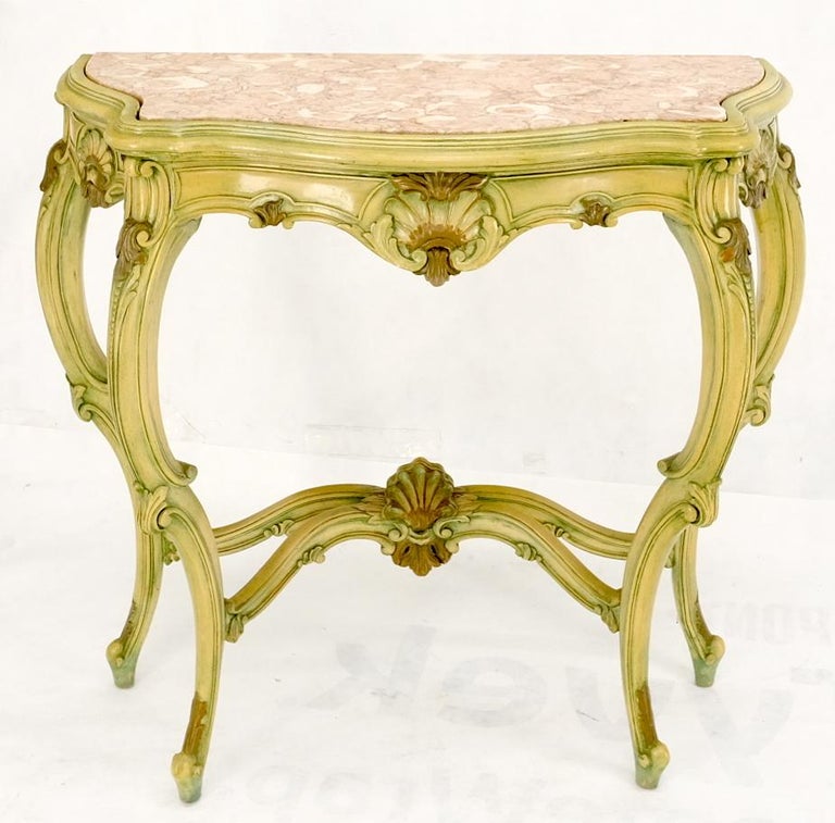 Carved French Regency Paint Decorated Console Table w/ Rouge Pink ...