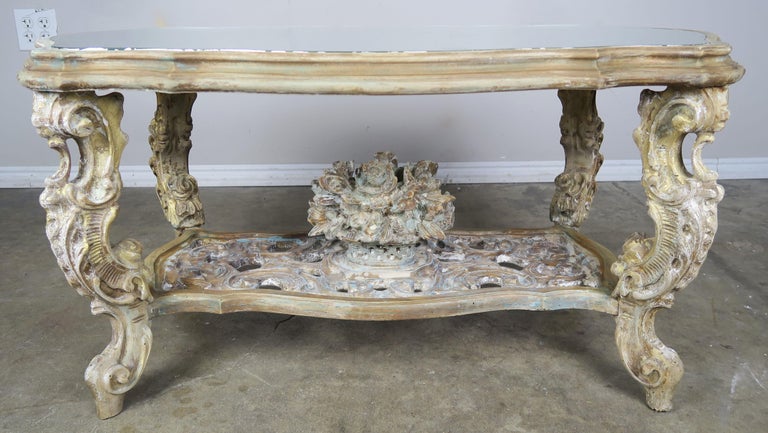 Carved French Rococo Style Tea Table with Silvered Mirror Top, circa ...