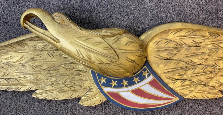 Carved and Gilt Wooden Bellamy Style Eagle Wall Plaque by Paul White ...