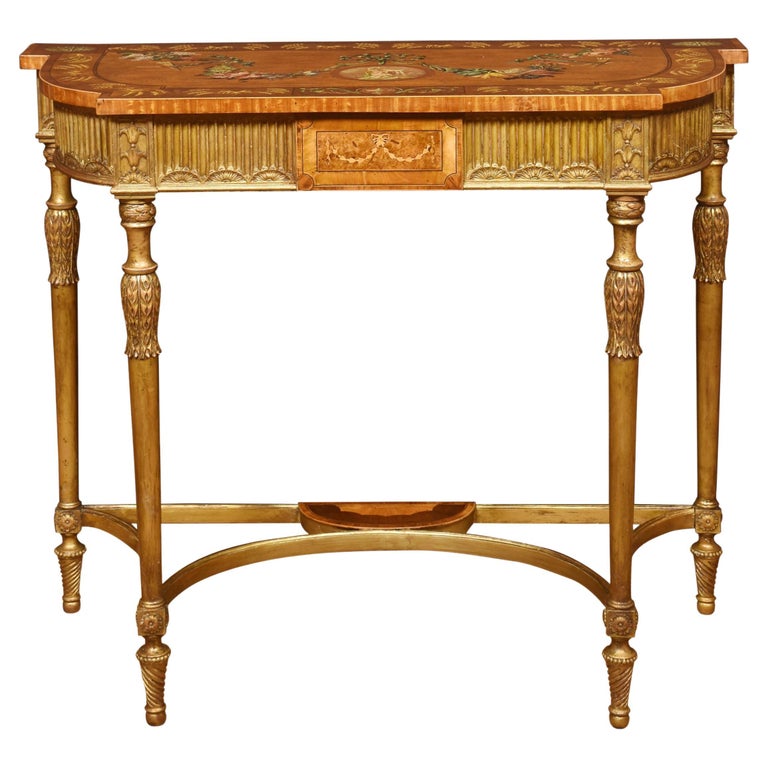 Carved Giltwood and Painted Console Table For Sale at 1stDibs