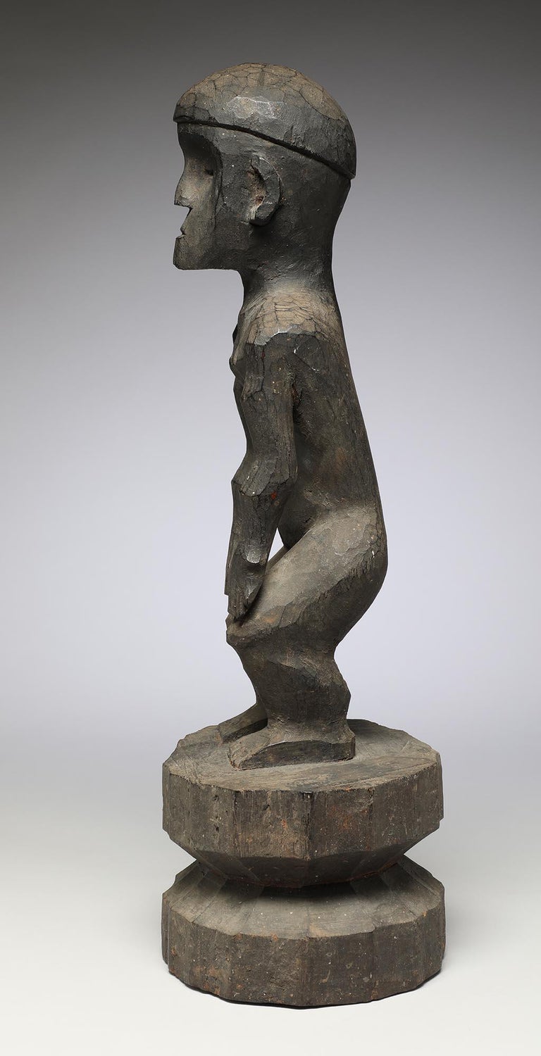 Carved Hardwood Philippine Standing Bulul Figure with Cap, Hands on ...