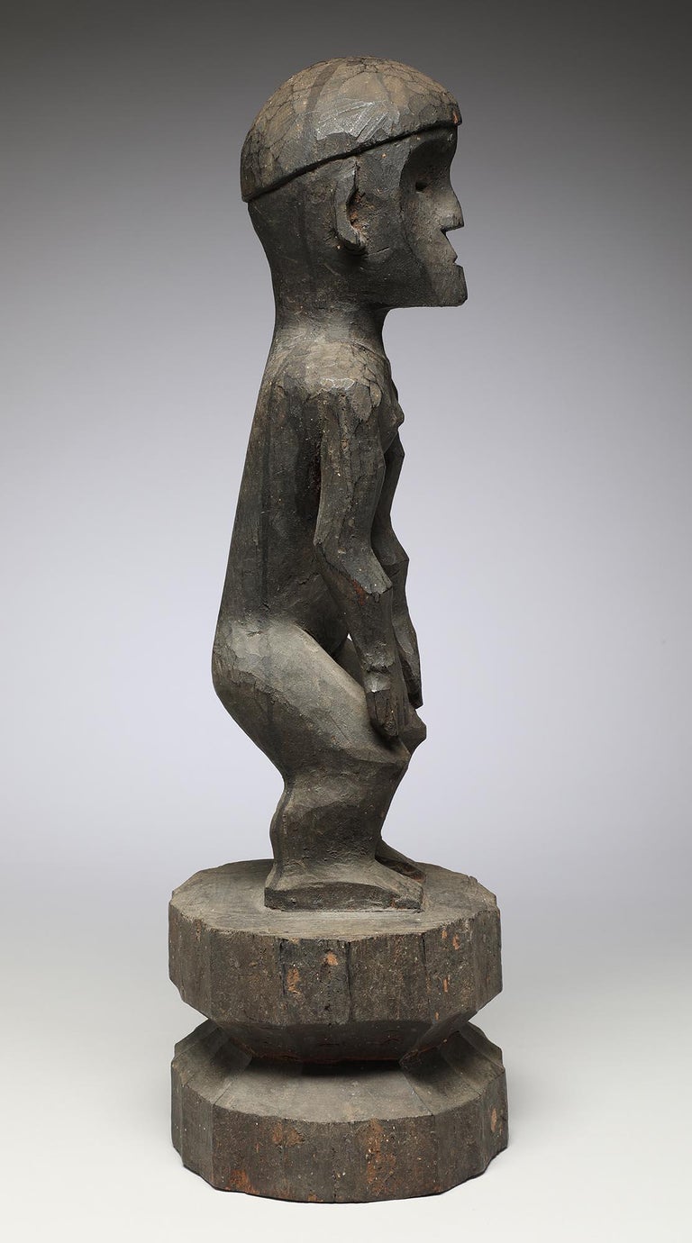 Carved Hardwood Philippine Standing Bulul Figure with Cap, Hands on ...