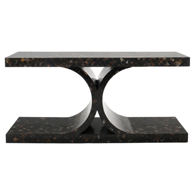 Carved Horn Inlay Console / Sofa Table by Karl Springer, Ltd. USA, c ...