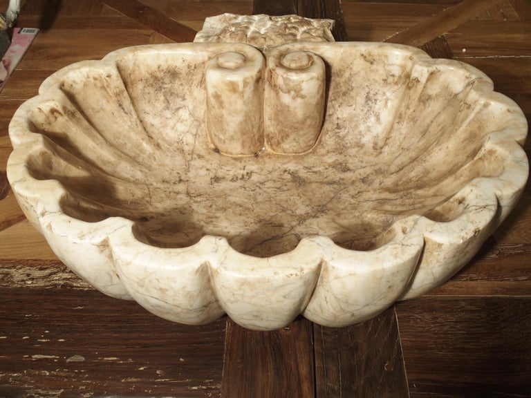 Carved Italian Breccia Marble Shell Form Sink at 1stDibs